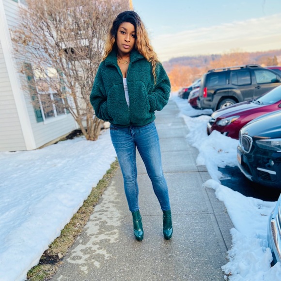 Jackets & Coats | Hunter Green Teddy Jacket | Poshmark